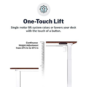 Vari Essential Electric Standing Desk 48" x 24" (VariDesk) - Electric Height Adjustable Desk - Home or Office Standing Desk - Sturdy Adjustable Standing Desk - Split Top Sit Stand Desk - Hazel Wood