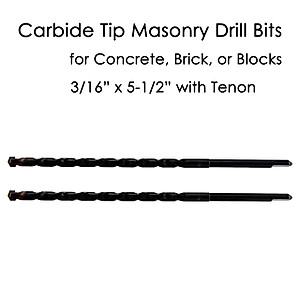 MAXTOOL 3/16" x 5-1/2" Masonry Drill Bits Concrete Carbide Tip Drills with Tenon Pre-Drill Holes for Concrete Screws in Concrete; MD00B10R12P2