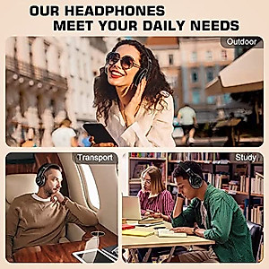Prtukyt 6S Wireless Bluetooth Headphones Over Ear, Hi-Fi Stereo Foldable Wireless Stereo Headsets Earbuds with Built-in Mic, Volume Control, FM for Phone/PC (Black & Gold)