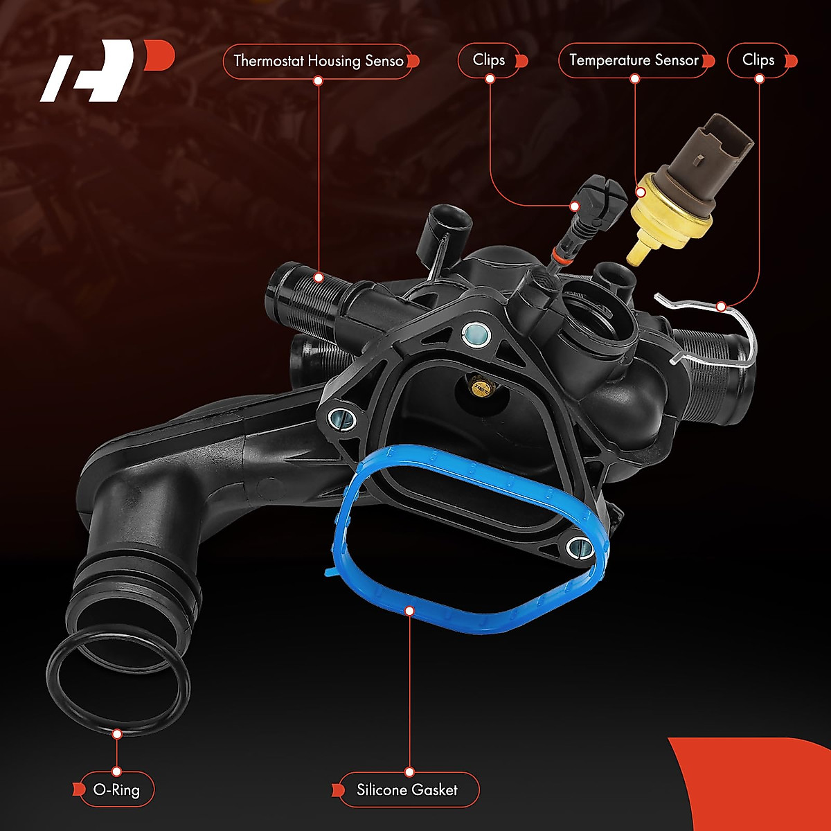 A-Premium Engine Coolant Thermostat and Housing Assembly W/Sensors - Compatible with Mini Cooper 2007-2013, Cooper Countryman 2011-2013 - DOHC, L4 1.6L - Replace# 11537534521, 11538699290