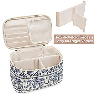 Narwey Travel Makeup Bag Large Cosmetic Bag Make up Case Organizer for Women (Elephant)