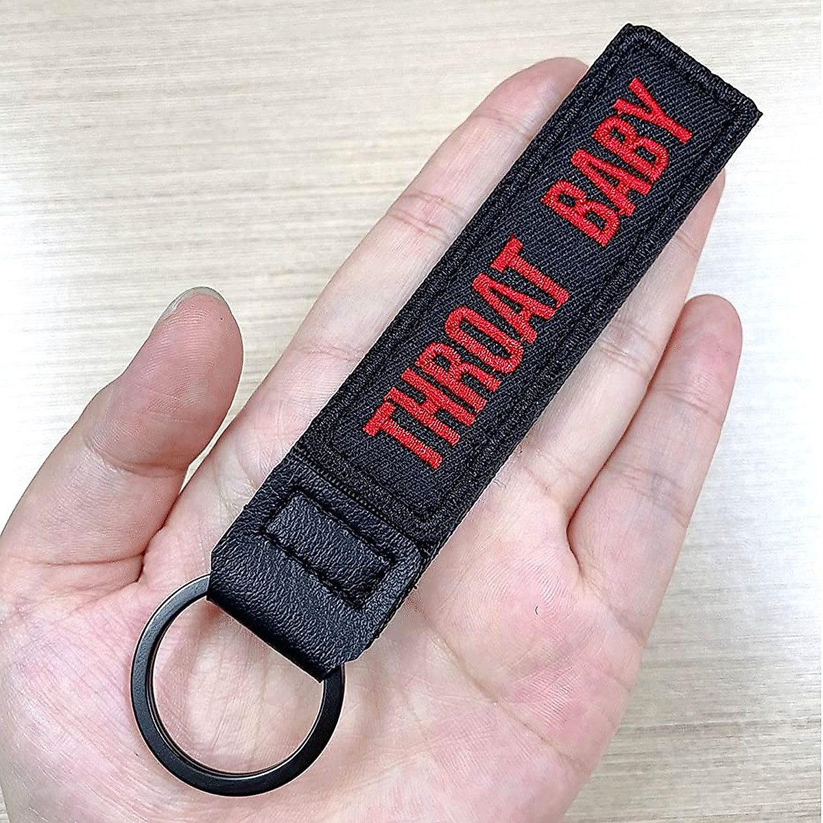 Personalized Keychain, Custom Embroidery Any Text Keychain, Key Ring Accessories suitable for Men's gift Motorcycle Car Scooter Black