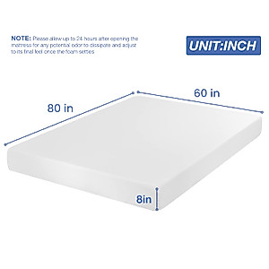 6/8/10/12 inch Gel Memory Foam Mattress for Cool Sleep & Pressure Relief, Medium Firm Mattresses CertiPUR-US Certified/Bed-in-a-Box/Pressure Relieving (8 in, Queen)