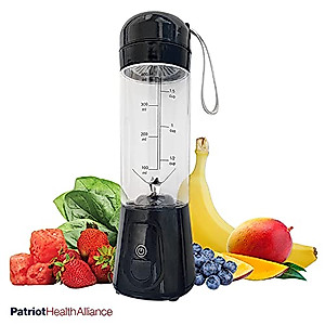 PATRIOT HEALTH ALLIANCE Patriot Power Blender, Portable, Cord-Free USB Rechargeable Mini Blender, Make Smoothies, Protein Shakes, Slushies for Kids & Margaritas On-The-Go, Ideal for Travel, Gym, Camping