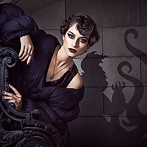 Jewelili Enchanted Disney Fine Jewelry Black Rhodium over Sterling Silver 8x6 MM Cushion Shape Amethyst and 1/5 Cttw Treated Black Round Diamond Ursula Ring, Size 7