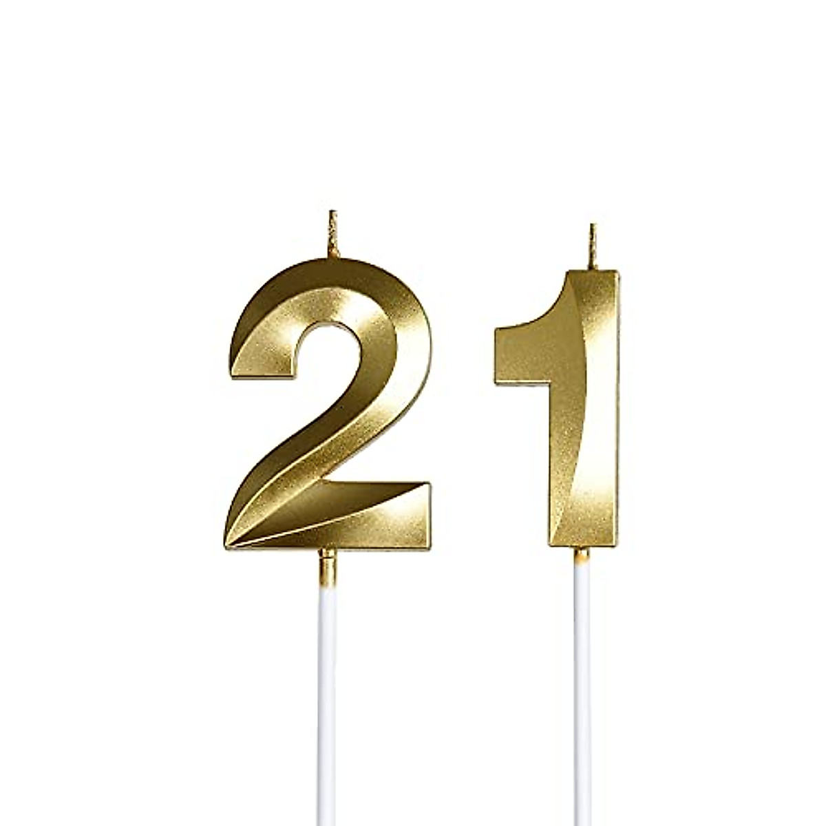 21st Birthday Candles,Gold Number 21 Cake Topper for Birthday Decorations Party Decoration