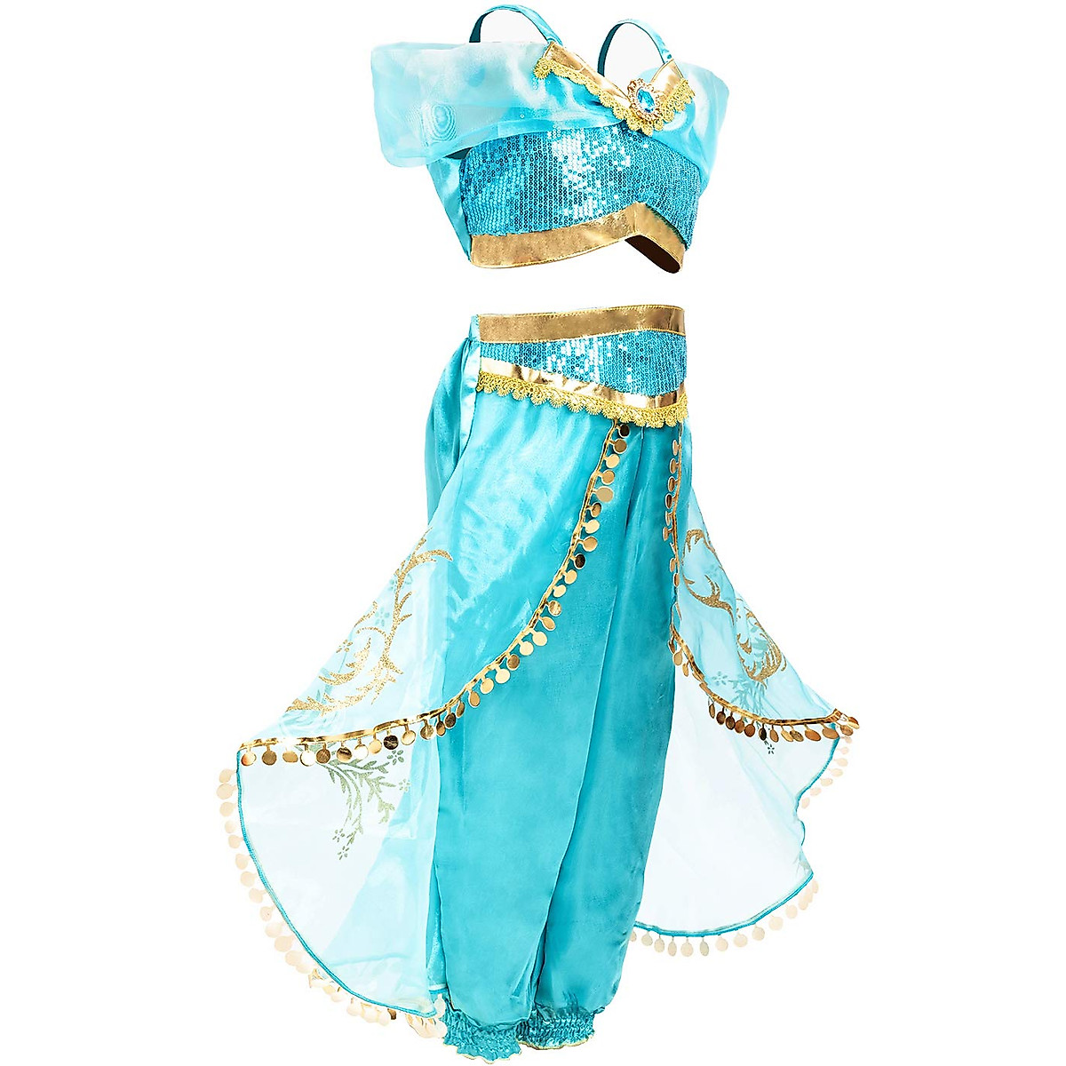 Funna Costume for Girls Princess Kids Dress Up Outfit Party Supplies Blue, 4-5T