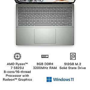 Dell 2023 Newest Inspiron 14 Laptop, 14" FHD(1920 x 1200) Display, AMD Ryzen 7 5825U Processor(8-core), 16GB RAM, 1TB SSD, AMD Radeon Graphics, Wi-Fi 6, Bluetooth, Window 11 Pro, Pebble Green