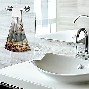 NINEHASA Hand Towels for Bathroom and Kitchen,Hunting Flying Wild Ducks Autumn,Soft Absorbent Hanging Tie Towel with Loop Used for Tea,Bar,Laundry Room,Bath,Decor,Set of 2