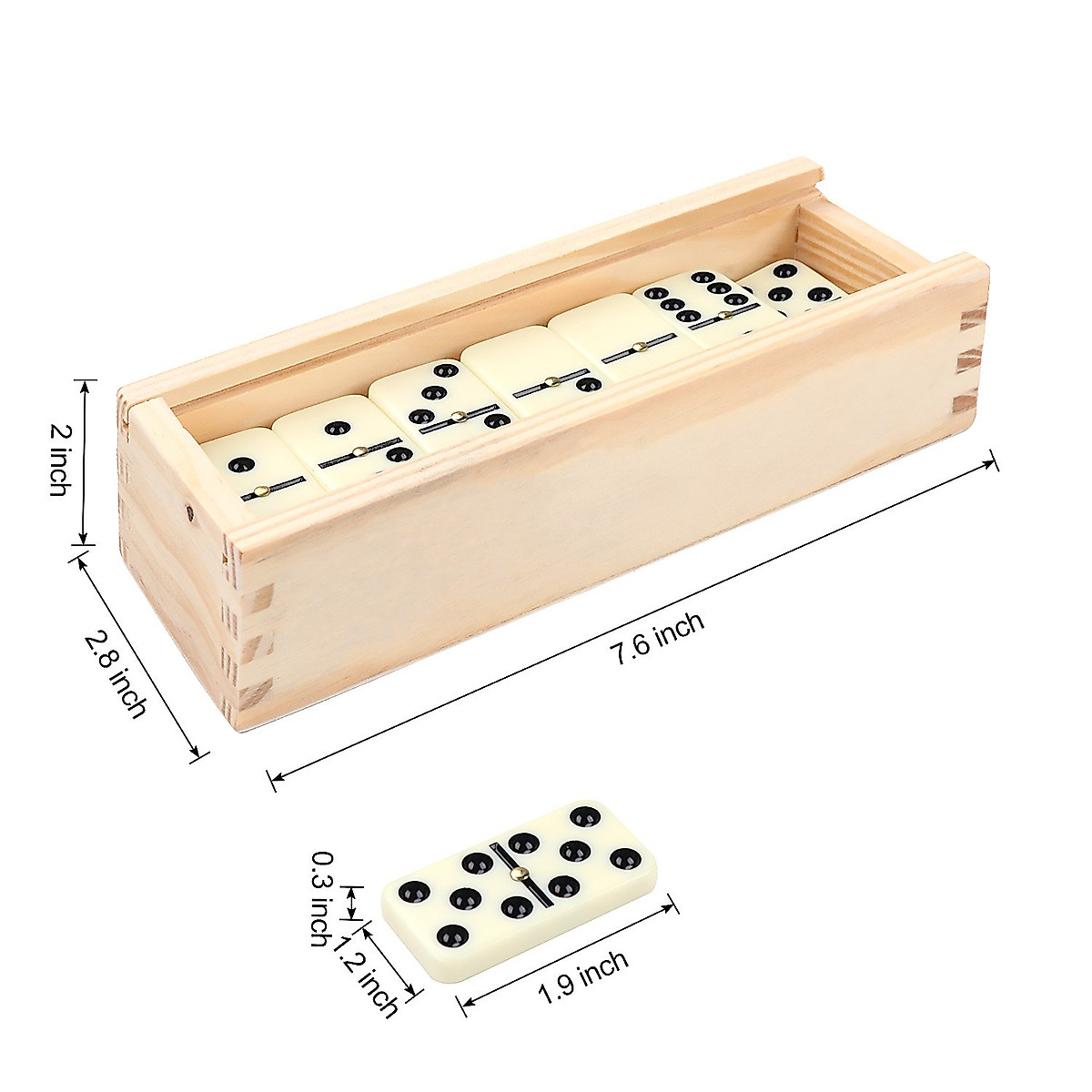 Dominoes Set for Adults, Dominoes Set Double Six, Double 6 Professional Domino Tiles with Spinner in Wooden Box,28 pcs Domino Set 28 Tiles with Natural Wooden Case