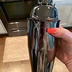 Leak-Proof 3 Pieces Cocktail Shaker -Premium Bartender Kit for Home Bartending Beginners and Pros - 24 oz Cocktail Shaker with Jigger and Spoon - Drink Shaker for Home Black