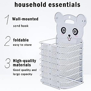 Laundry Hamper Bag Plastic Hanging Collapsible Slim Mesh Dirty Clothes Laundry Travel Baskets Hamper Bags for Bedroom Organization grey