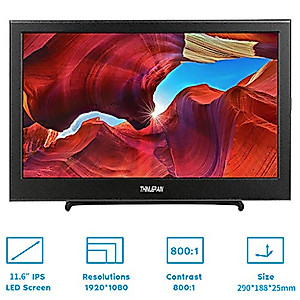 Thinlerain Portable Monitor - 11.6 inch 1080P FHD HDMI VGA Laptop Monitor,1920 x 1080P IPS LED Display External Monitor for Laptop and Computer, Build in Speakers