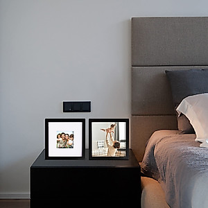 Egofine 8x8 Picture Frames 4 PCS - Made of Solid Wood Covered by Plexiglass Display 4x4/6x6 with Mat or 8x8 without Mat, for Table Top Display and Wall Mounting Photo Frame Black