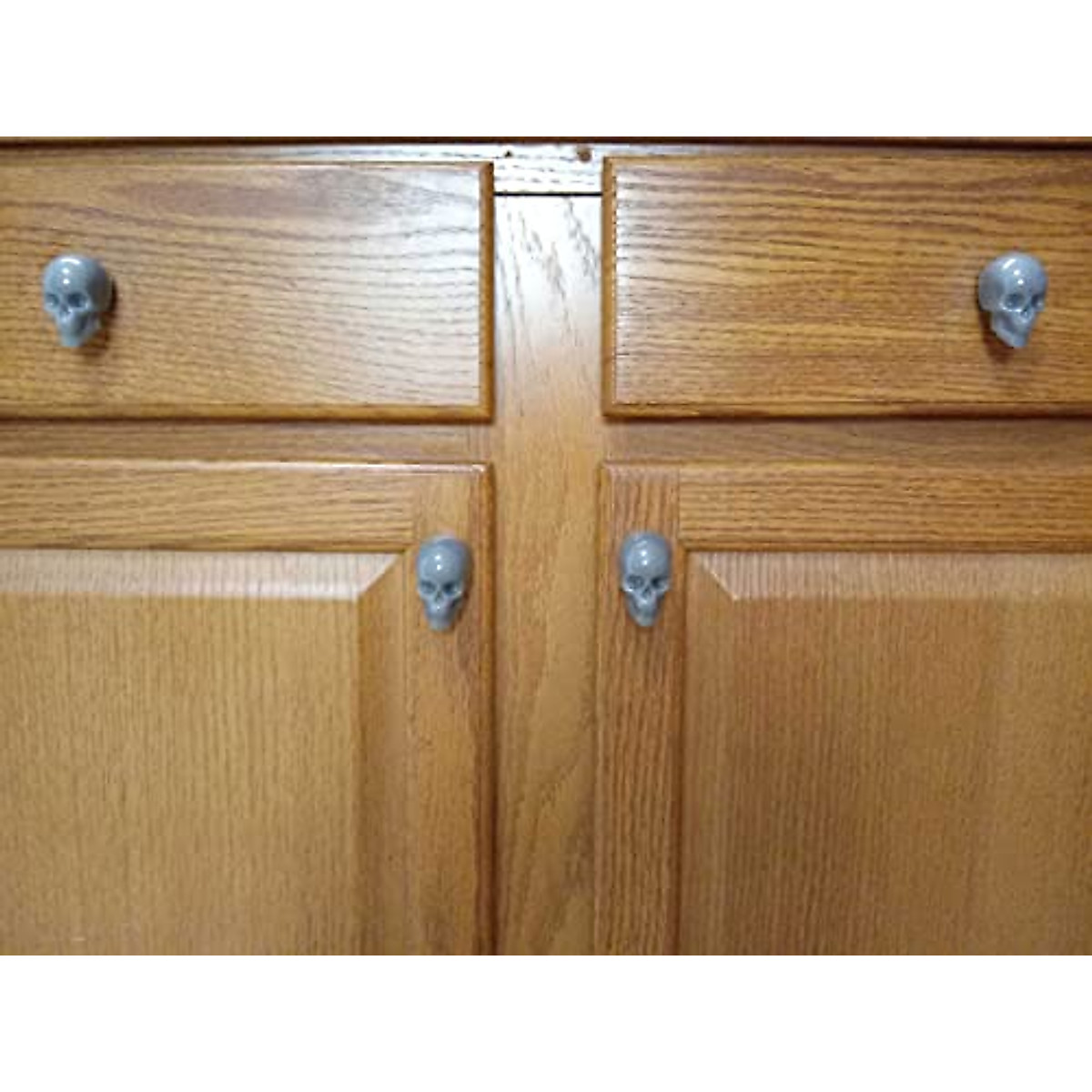 Sterling Silver Skull Door Knobs Drawer Knobs (Set of 2)