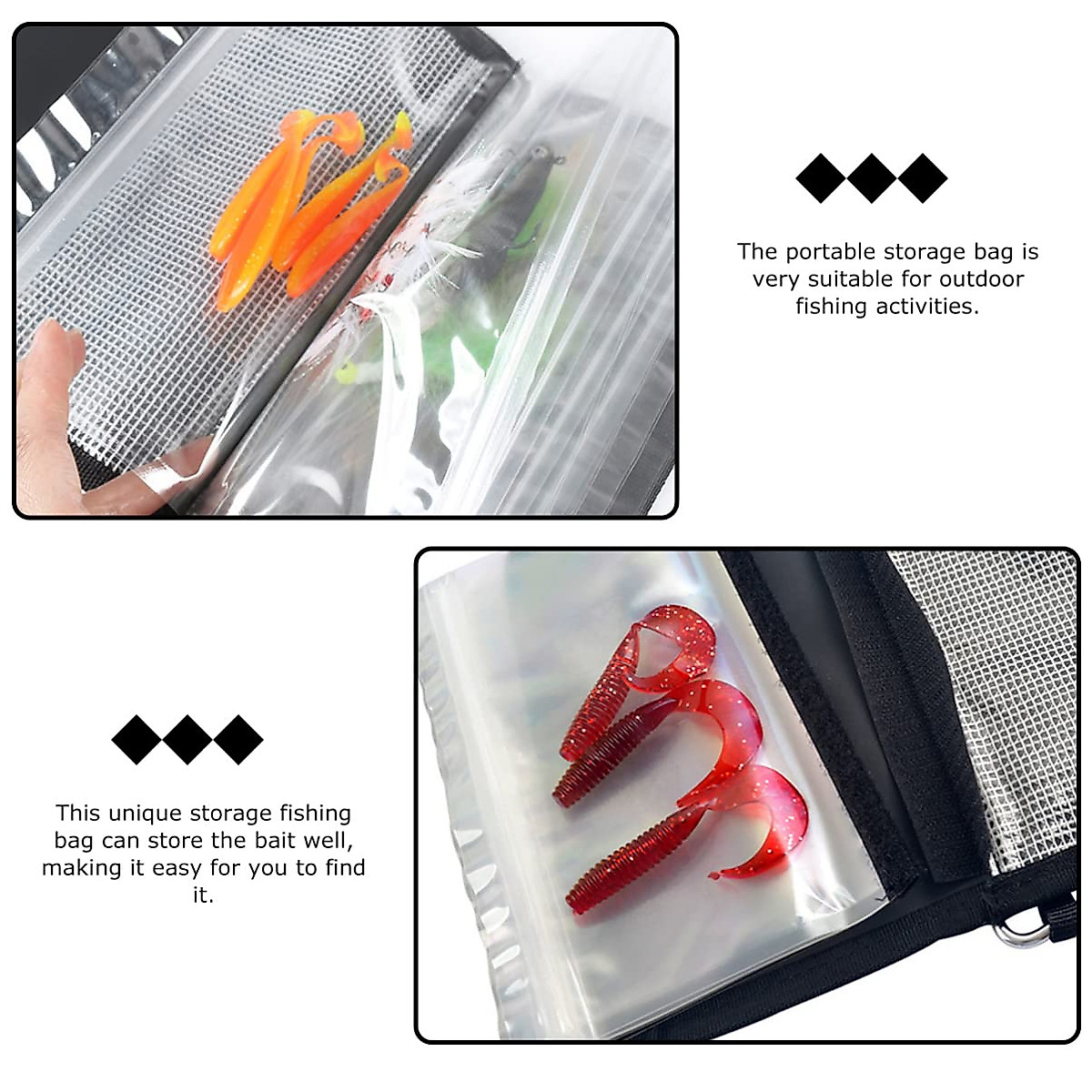 BESPORTBLE Fishing Bait Bag Fishing Bag Fishing Lures Organizer Portable Bait Organizer Fishing Tackle Bag Portable Fishing Pouch Transparent Tackle Foldable Soft Bait PVC Seal