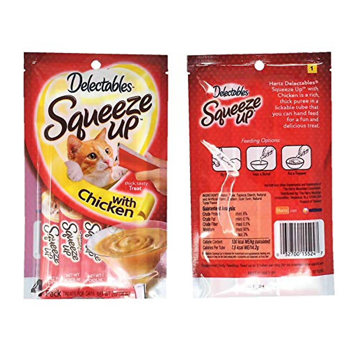 Delectables Hartz Squeeze Up Cat Treats Variety 4 Pouch Bundle of 2 Flavors; 2 Pouches of Each Flavor (2.0 oz Each) (Chicken, Tuna & Shrimp)