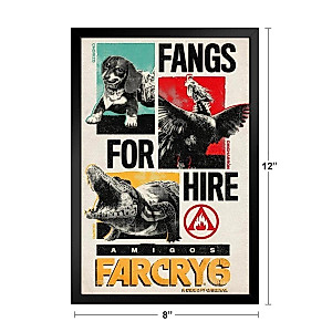Far Cry 6 Fangs For Hire Chorizo Guapo Chicharron Video Game Gaming Gamer Far Cry Merchandise Collectibles Collectors Edition Far Cry Merch Far Cry 6 Poster Stand or Hang Wood Frame Display 9x13