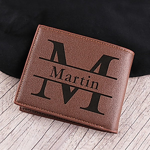 awofer Custom Personailzed Leather Wallet Gift, Engraved Wallet For Men, Son Gift, Dad Gift, Husband Gifts, BF Gifts, Mens Personalized Gifts