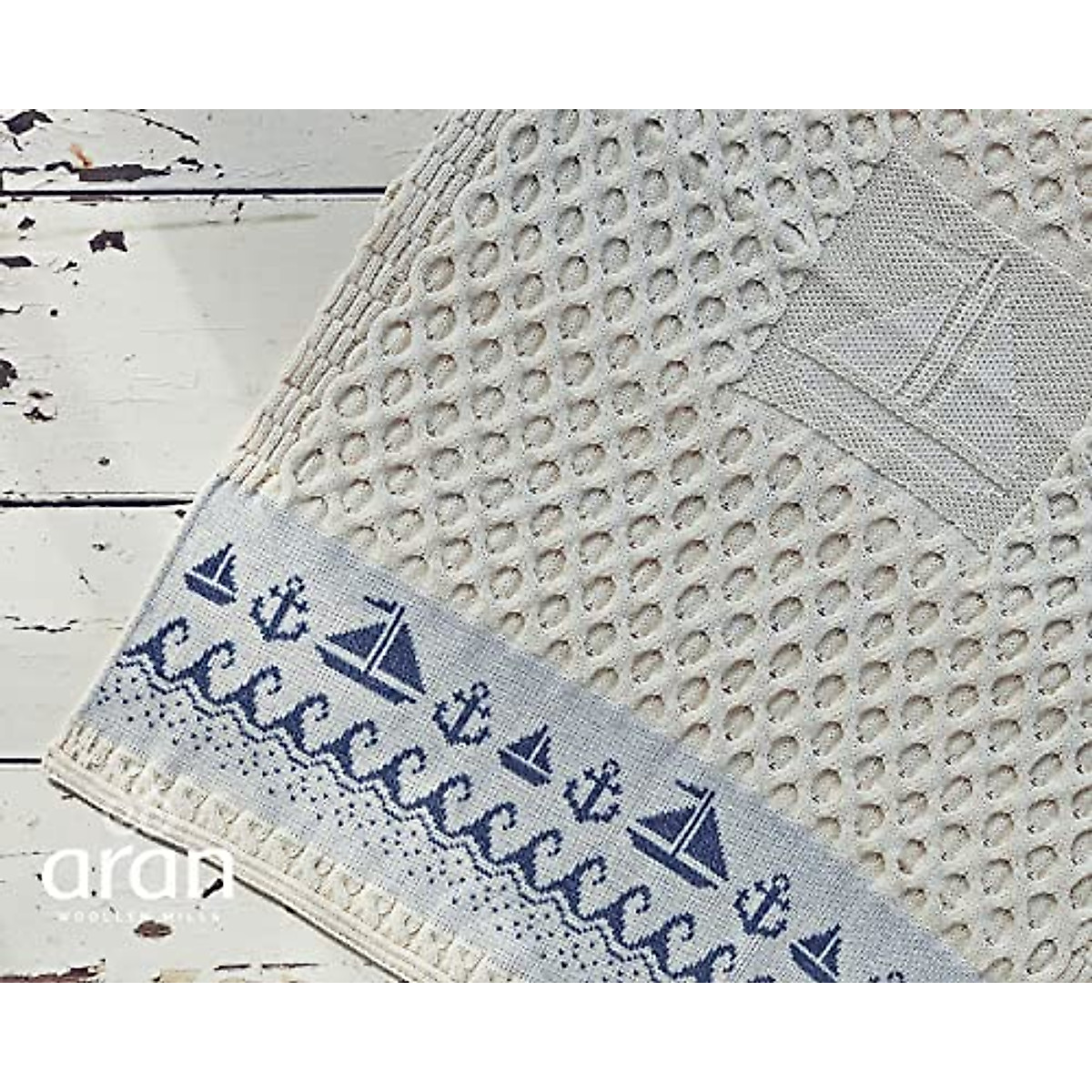 Irish Blanket 100% Merino Wool Throw Honeycomb Knit Couch Sofa Made in Ireland 42" x 62"