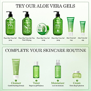 Aloderma Organic Aloe Vera Gel for Face & Body, 96% Pure Aloe Gel Made within 12 Hours of Harvest, Ideal for Skin, Scalp, & Hair Hydration, Calming Moisturizer for Soothing After Sun Care Relief, 7oz