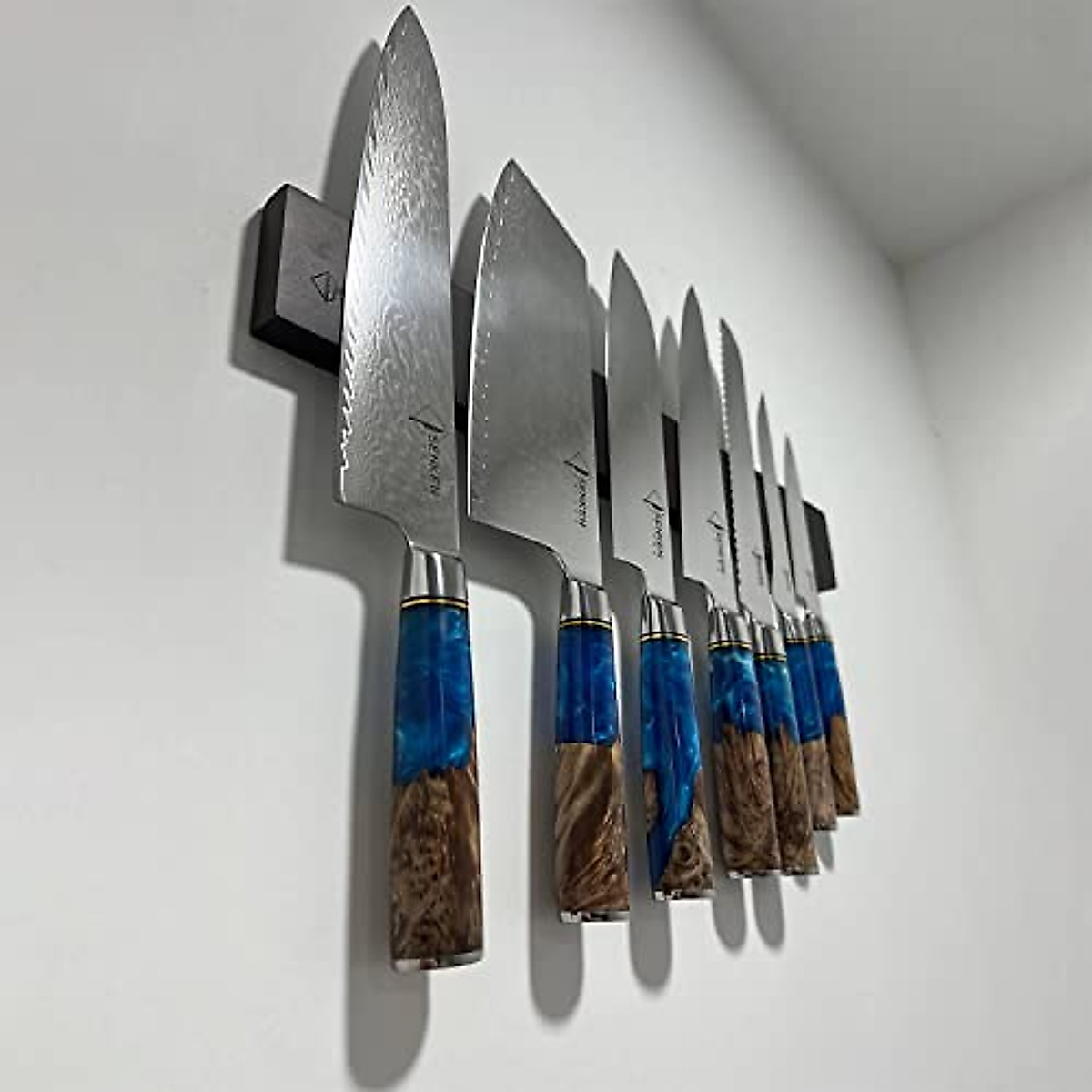 SENKEN Acacia Wood Magnetic Knife Strip - Wall Mounted Holder for Knife Set - Wooden Magnetic Knife Holder for Wall - Extra Large 15.75" Length Knife Rack, Includes Adhesive Tape to Install on Tile