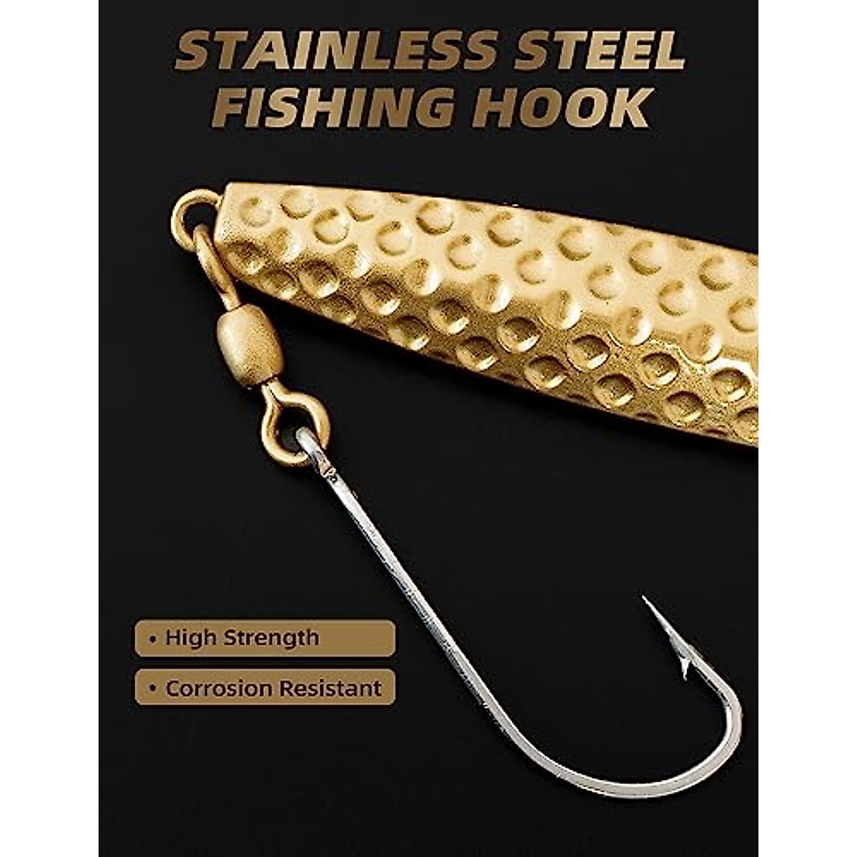 BLUEWING Hammered Diamond Jig 1pc Fishing Jig Saltwater Fishing Lures Deep Sea Sinking Fishing Baits with Stainless Steel Hook, Gold 3oz