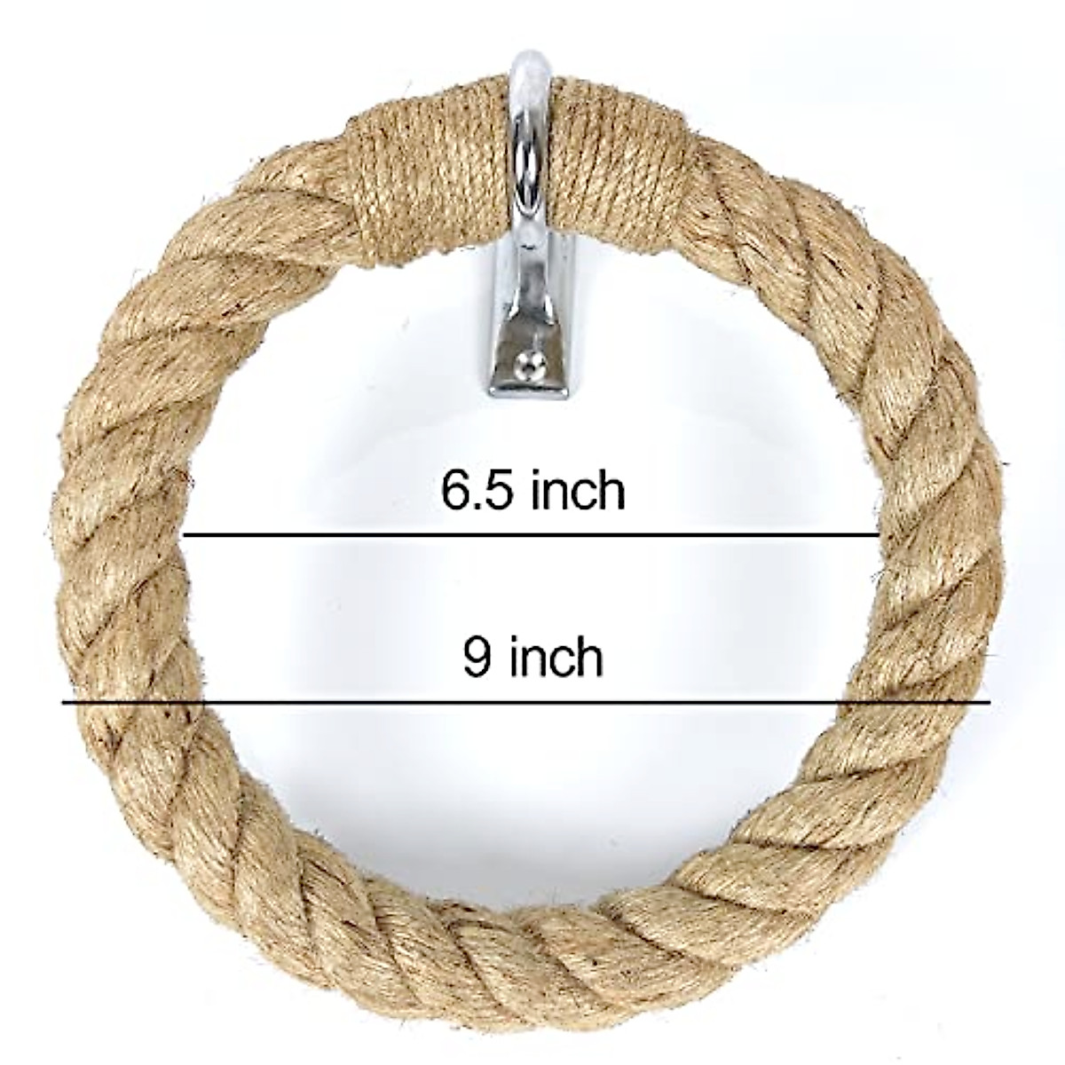 WINTTEN's Heavy Weight Classic Decorative Jute Rope Towel Holder Bathroom Hardware Accessories Towel Rack Round Wall Mounted Towel Ring Bathroom Hand Towel Holder Round Wall, Mounted 8" inches