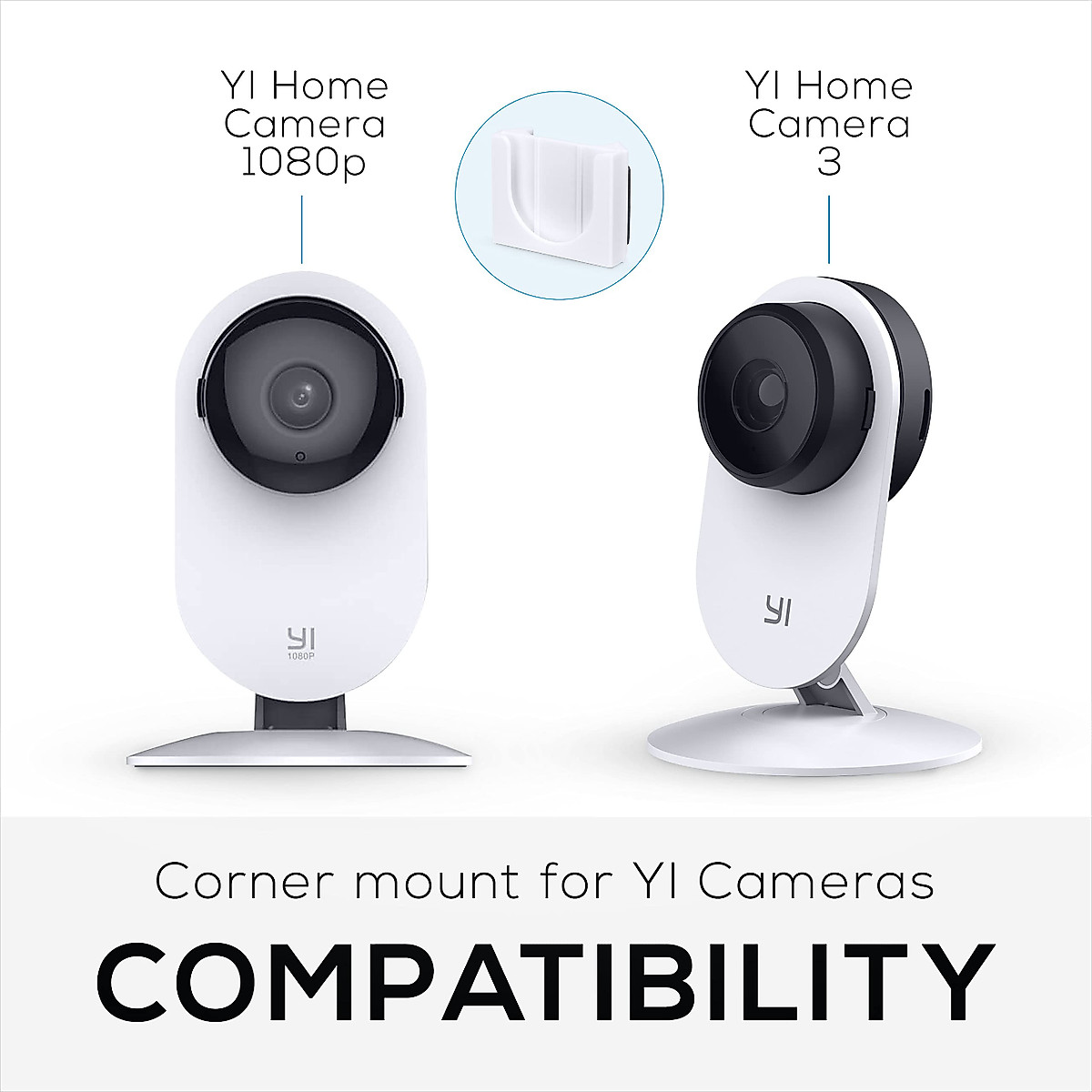 Corner Wall Mount for YI Home (3 Pack) Security Camera - Adhesive Holder, No Hassle Bracket, Strong 3M VHB Tape, No Screws, No Mess Install (White) by Brainwavz