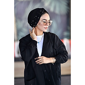 para life Pearl Turban-Turbans For Women-Hijab For Women|Hair Wraps-Head Wraps For Women|Hijab Undercap-Caps-Instant Hijab (Pearl Turban, Black)