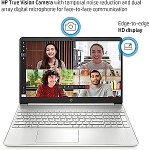 HP 15 Laptop, 15.6" HD Display, 11th Gen Intel 2-Core i3-1115G4, Intel Iris Xe Graphics, 16GB RAM 1TB SSD, Bluetooth, Webcam, WiFi, HDMI, Windows 11 Home in S Mode, Natural Silver