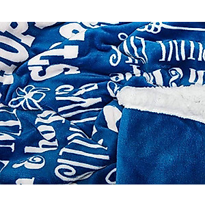 Chanasya Hope and Faith Gift Throw Blanket - Cozy, Warm and Fluffy Sherpa - Sends Positive Energy, Inspirational Uplifting, and Comfort for Best Friend, Women, Men, and Partner (65x50 inches) Blue