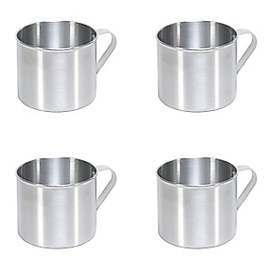 IMUSA 4 Pack 0.7 Quart Aluminum Mug for Stovetop Use or Camping, Silver