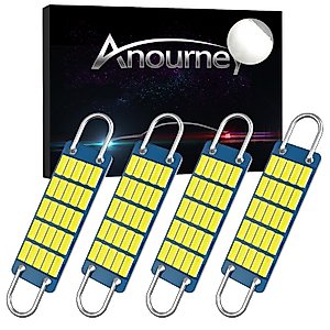 Anourney 561 Led Bulb,Super Bright White 4014 Chips Latest 44mm Rigid Loop 1.73in Festoon bulbs,Replacement for Car Interior Map Dome Courtesy Lights,561 562 567 Led Bulbs(Pack of 4)