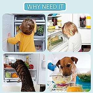 2 Pack Child Proof Fridge Lock, Refrigerator Fridge Freezer Door Latch to Keep Closed, Refrigerator Door Lock for Toddlers and Aging Seals, Easy to Install and No Unsightly Straps Required (White)