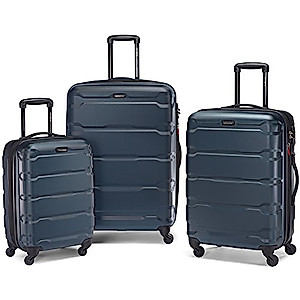 Samsonite 68311-2824 Omni Hardside Luggage Nested Spinner Set 20 Inch, 24 Inch, 28 Inch - Teal Bundle w/Deco Gear Luggage Accessory Kit (10 Item)