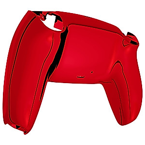 eXtremeRate Chrome Red Glossy Custom Back Plate Bottom Shell Compatible with ps5 Controller, Replacement Back Shell Cover Compatible with ps5 Controller