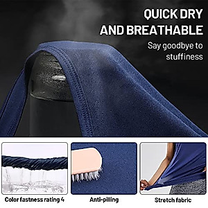 MIER Women's Athletic Workout Racerback Tank Top UPF 50 Sun Protection Running Gym Yoga Sleeveless Shirts Dry Fit Muscle Tee, Heather Blue, L