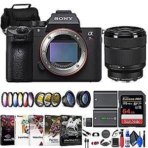 Sony a7R IIIA Mirrorless Camera (ILCE7RM3A/B) FE 28-70mm Lens + 64GB Memory Card + Filter Kit + Wide Angle Lens + Telephoto Lens + Color Filter Kit + Bag + NP-FZ100 Compatible Battery + More
