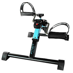 Platinum Fitness PFP2100 Fit Sit Deluxe Folding Pedal Exerciser Leg Machine with Electronic Display, Blue