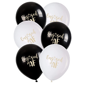 20 Pcs 12 Inch Engaged AF Latex Balloons, Design for Engagement Bridal Shower, Wedding Party Decorations, Photo Prop (10 Pcs White Color, 10 Pcs Black Color)