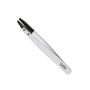 Rubis Classic Techno Stainless Steel Tweezers for Precise Eyebrows and Hair Removal Slanted Polymer Tips, 1KS105, White,Rubis Switzerland Swiss Made World Renowned Precision