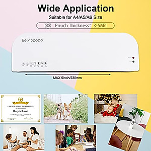 Laminator, A4 Laminator Machine, 9 Inch Thermal Laminator Machine, 4 in 1 Personal Desktop Cold Laminator with Paper Cutter and Corner Rounder 15 Laminating Pouches for Office School Business Use