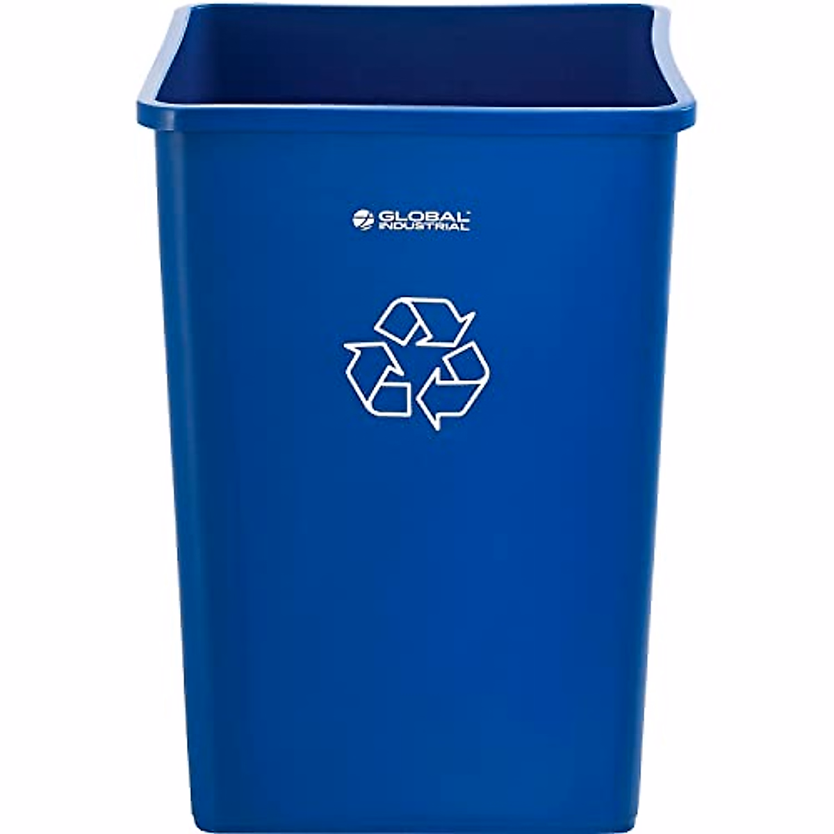 Global Industrial Square Recycling Trash Can, 35 Gallon, Blue
