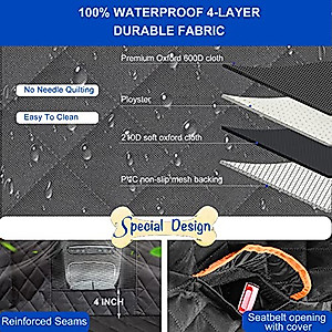 EasyHaWei Dog Car Seat Cover for Back Seat 600D Scratchproof Nonslip Durable Waterproof Cars Pet Backseat Covers with Mesh Window Dogs Hammock for Car，SUV, Truck (54" W x 58" L)