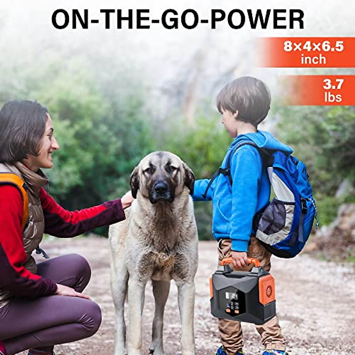 BailiBatt Portable Power Station 150W, 146Wh Camping Solar Generator, Lithium Battery Bank Power Supply with 2 110V/150W (Peak 300W) AC/2 DC/2 USB/ 1 QC 3.0/1 USB-C for CPAP Home Camping Emergency, Orange