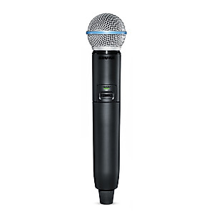 Shure GLXD2+/B58 Handheld Wireless Transmitter with BETA 58A Vocal Mic Capsule and SB904 Battery (12-Hour Life) - for use with GLX-D+ Dual Band Wireless Microphone Systems (Receiver Sold Separately)