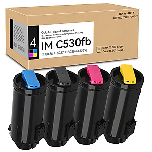 SAIBOYA IM C530fb Toner Cartridge Black Cyan Magenta Yellow Rmanufactured IM C530 Compatible for Ricoh Savin Lanier IM C530 C530fb (418136 418237 418238 418239)