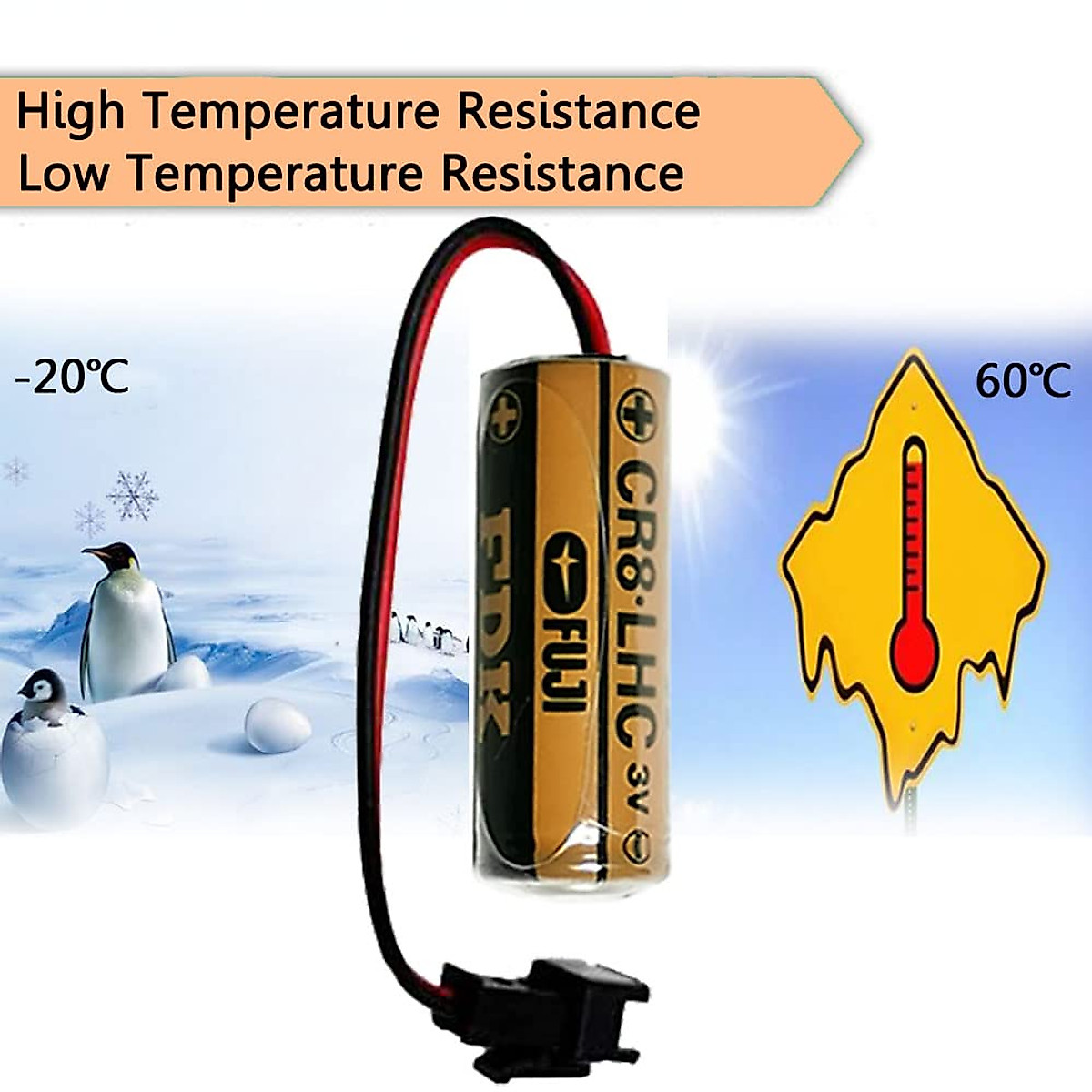 STEPMAX Fuji FDK CR8-LHC Battery, 3V 2600mAh Replacement Lithium Battery for TOTO CR8-LHC TH559EDV410R (Non-Rechargeable) (2 Count)