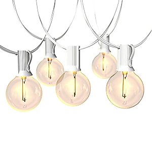 SUNTHIN Outdoor White String Lights, 27FT White Patio Lights with 14 G40 Shatterproof LED Bulbs(1 Spare), Waterproof Hanging Outside Lights for Yard, Porch, Deck, Garden, Pergola